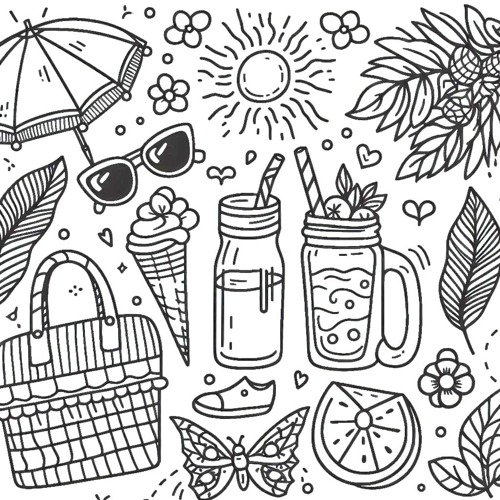 Gratis Zomer Schets Kleurplaat Kinderen Kleurplaat
